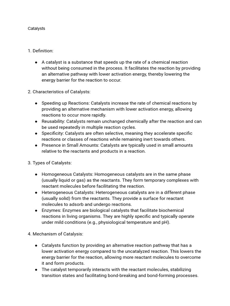 Catalysts | PDF | Catalysis | Chemical Reactions