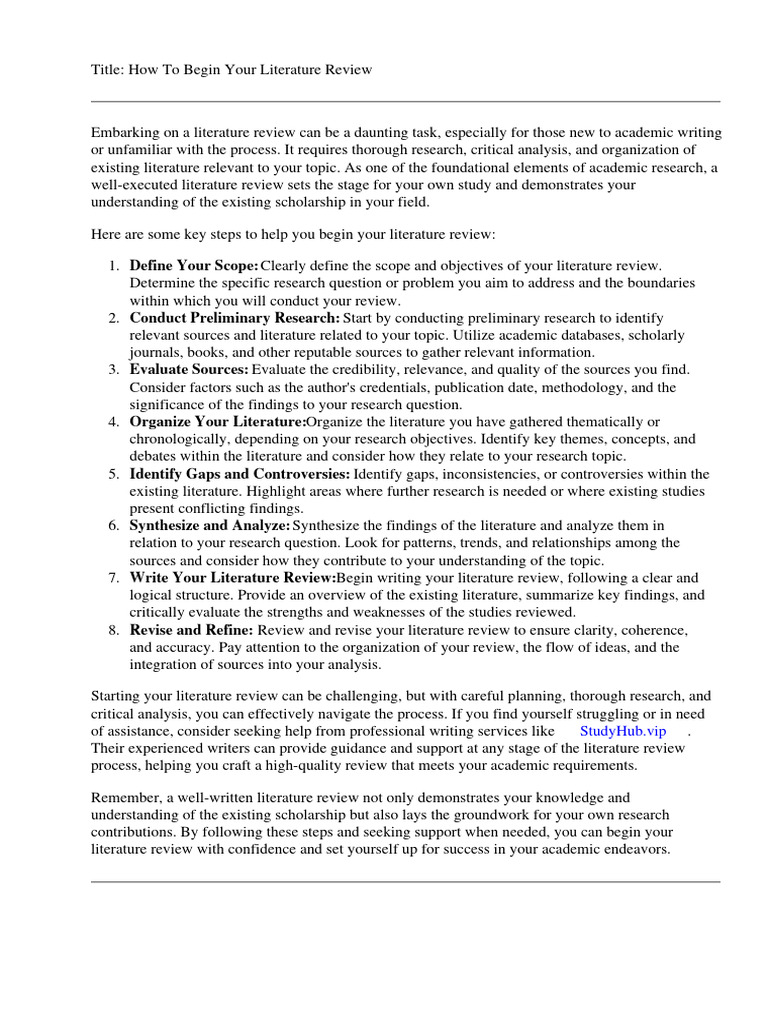 How to Begin Your Literature Review | PDF | Literature Review | Citation