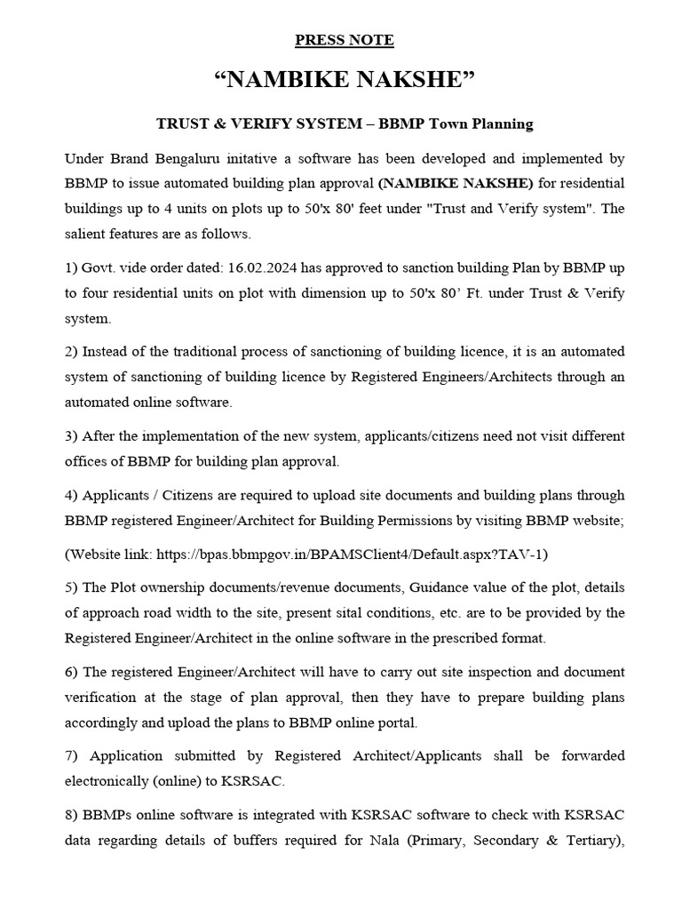 BBMP Automated Building Approval System | PDF