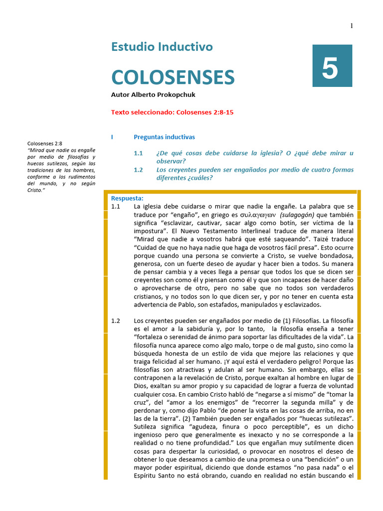 Colosenses 5 | PDF | Cristo (título) | Dios