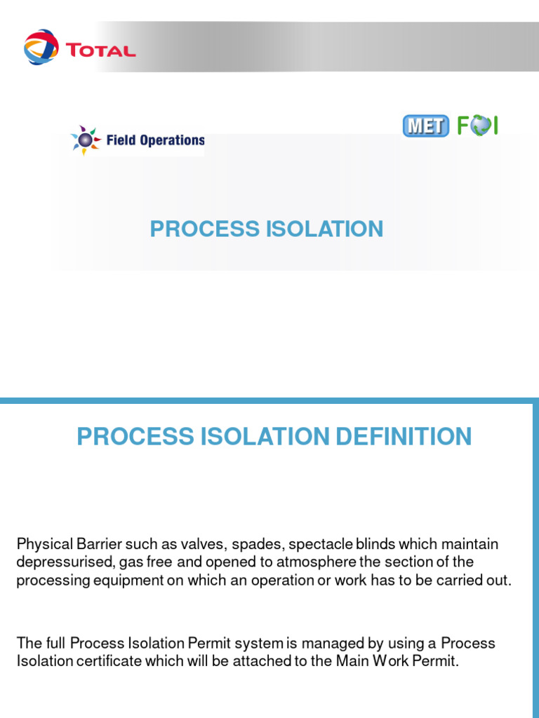Process Isolation Methods & Procedure | PDF | Valve | Leak