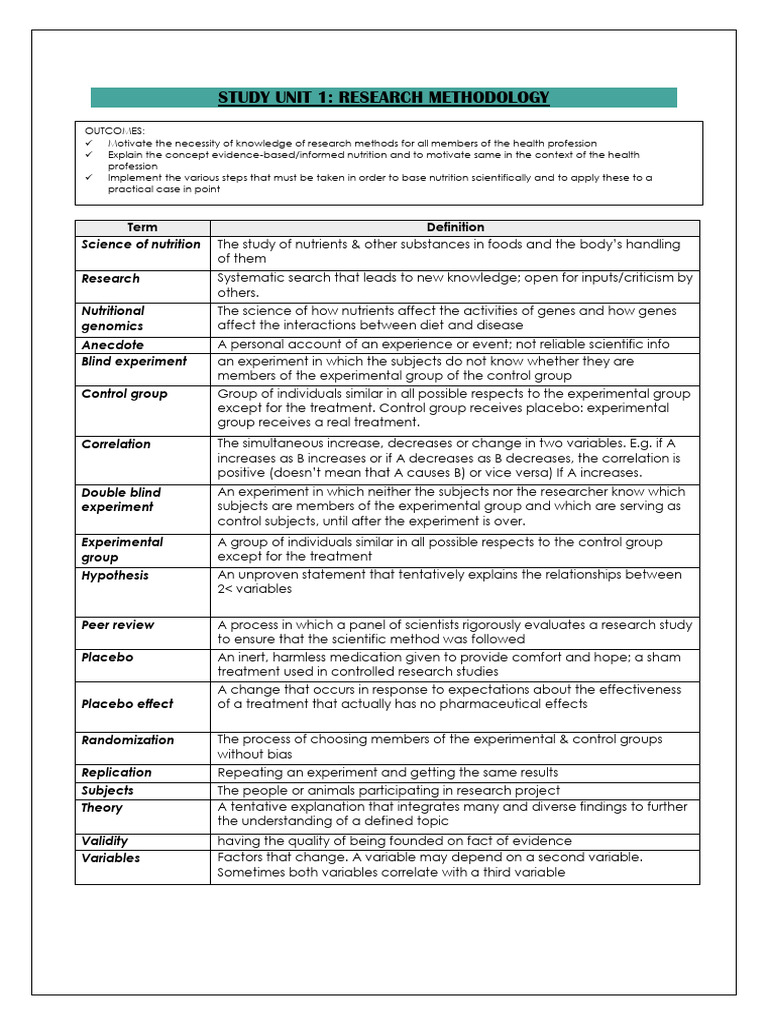 Study Unit 1 Summaries Nutr | PDF | Experiment | Science