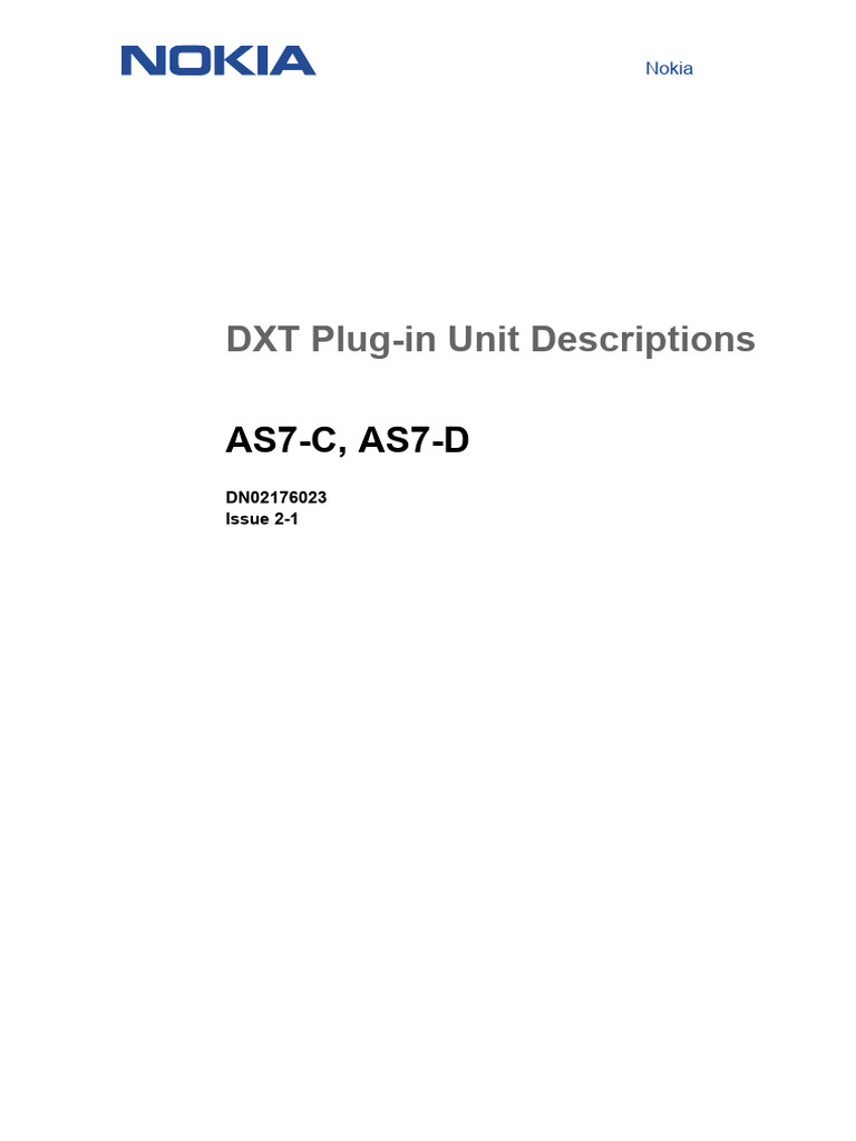 DXT Plug-In Unit Descriptions: AS7-C, AS7-D | Download Free PDF ...