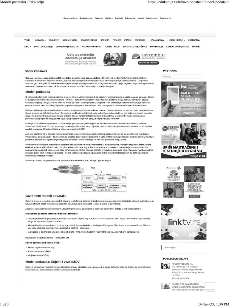 Modeli Podataka - Edukacija-1 | PDF