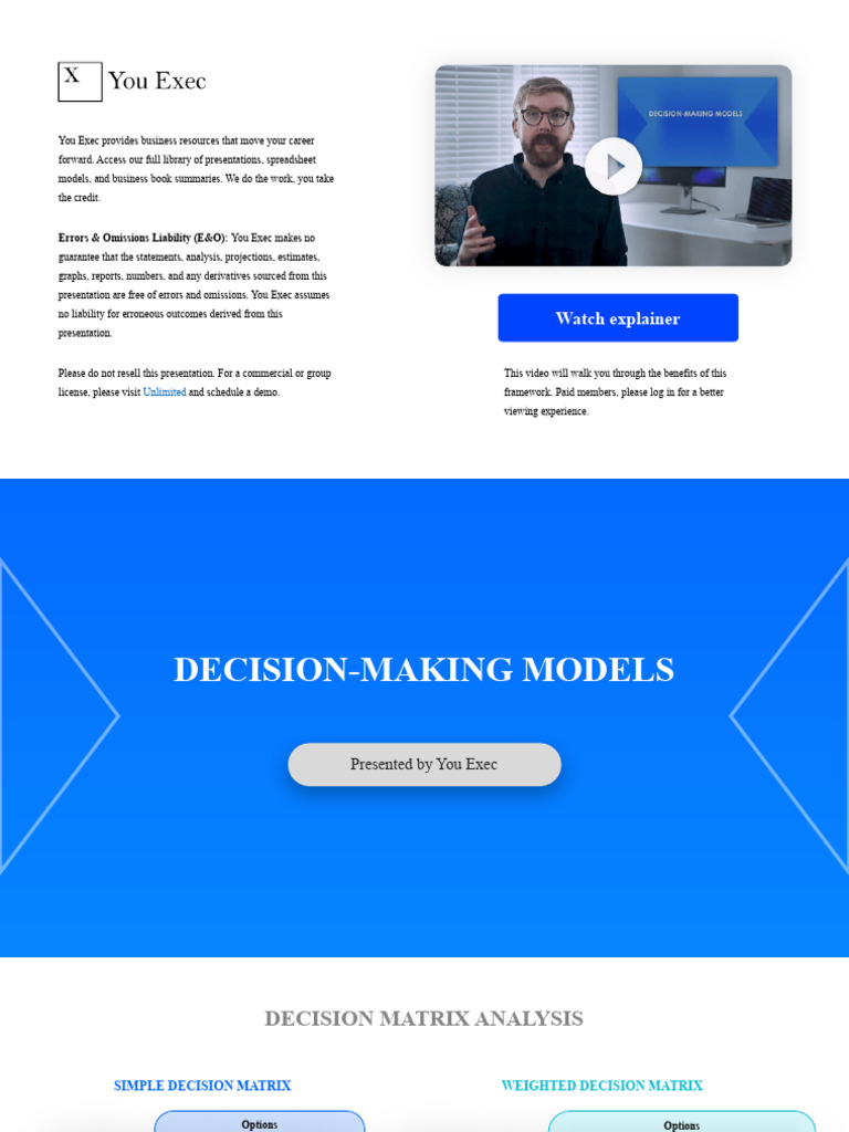 You Exec - Decision Making Models Complete | PDF | Performance ...