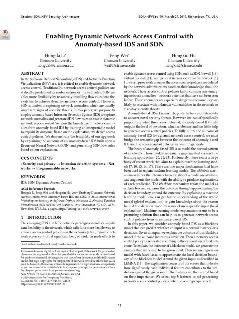 Enabling Dynamic Network Access Control With Pdf Transmission Control Protocol Access Control