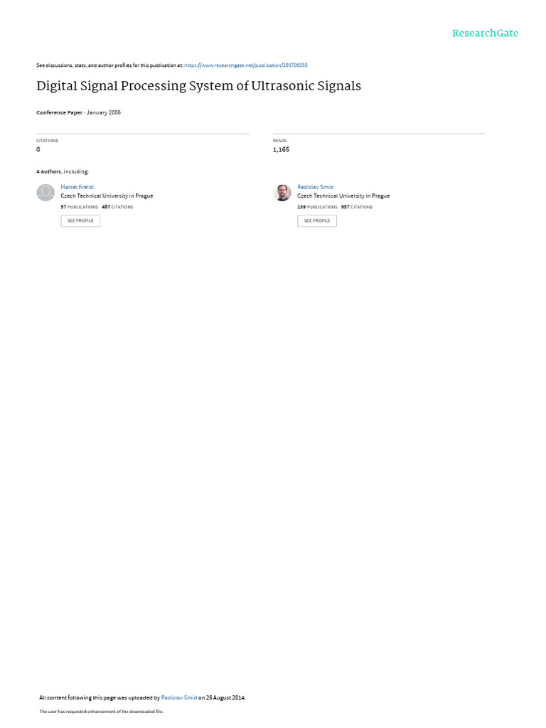 Ultrasonic Signal Processing System | PDF | Wavelet | Signal Processing