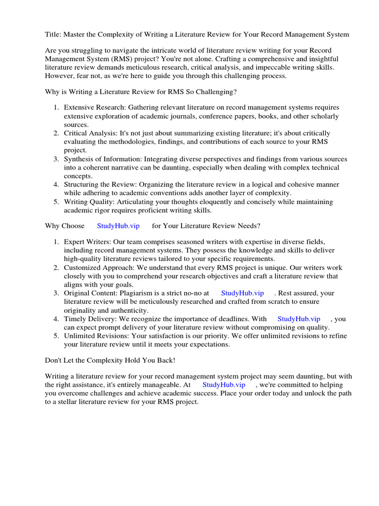 Record Management System Literature Review Pdf Records Management