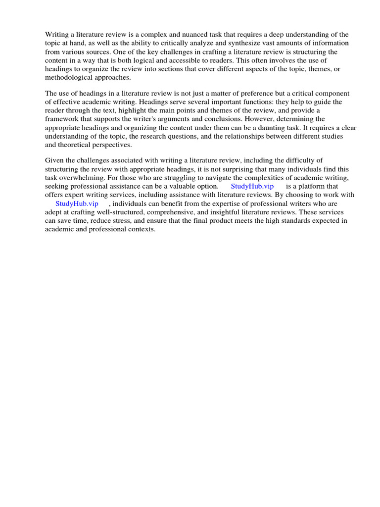 Do Literature Reviews Have Headings | Download Free PDF | Thesis | Literature Review