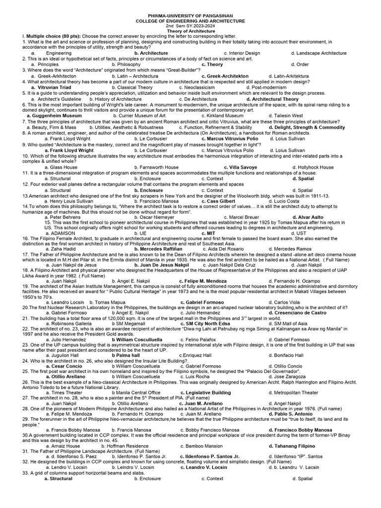 ACC-TOA_KEY-ANSWER | PDF | Architect