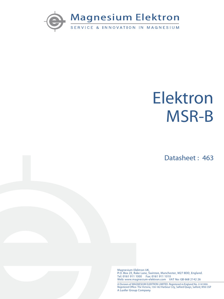 Elektron - Magnesium Alloys MSR-B | PDF | Strength Of Materials ...
