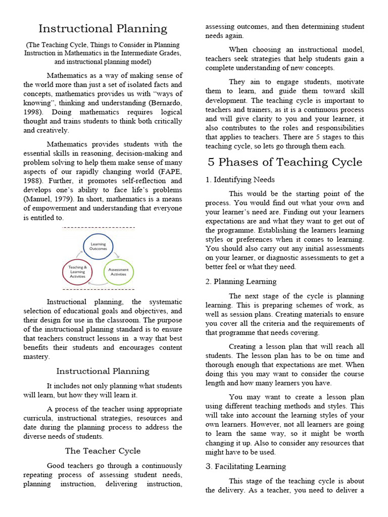 Lecture 1 - Instructional Planning | PDF | Lesson Plan | Learning