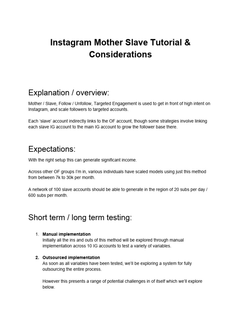 Instagram Mother Slave Tutorial & Considerations | PDF | Software | Cyberspace