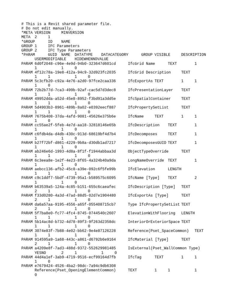 ARQ MD AP GUA - Ifc.sharedparameters | PDF | Computing | Computer Programming
