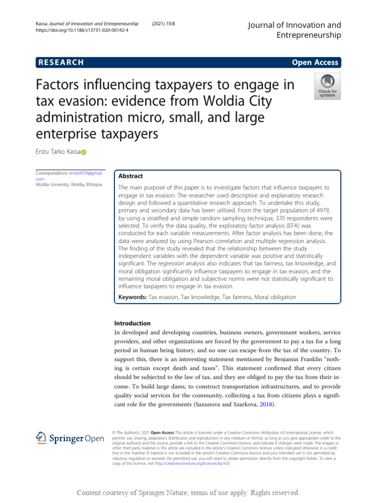 Factors Influencing Taxpayers To Engage in Tax Eva | Download Free PDF ...