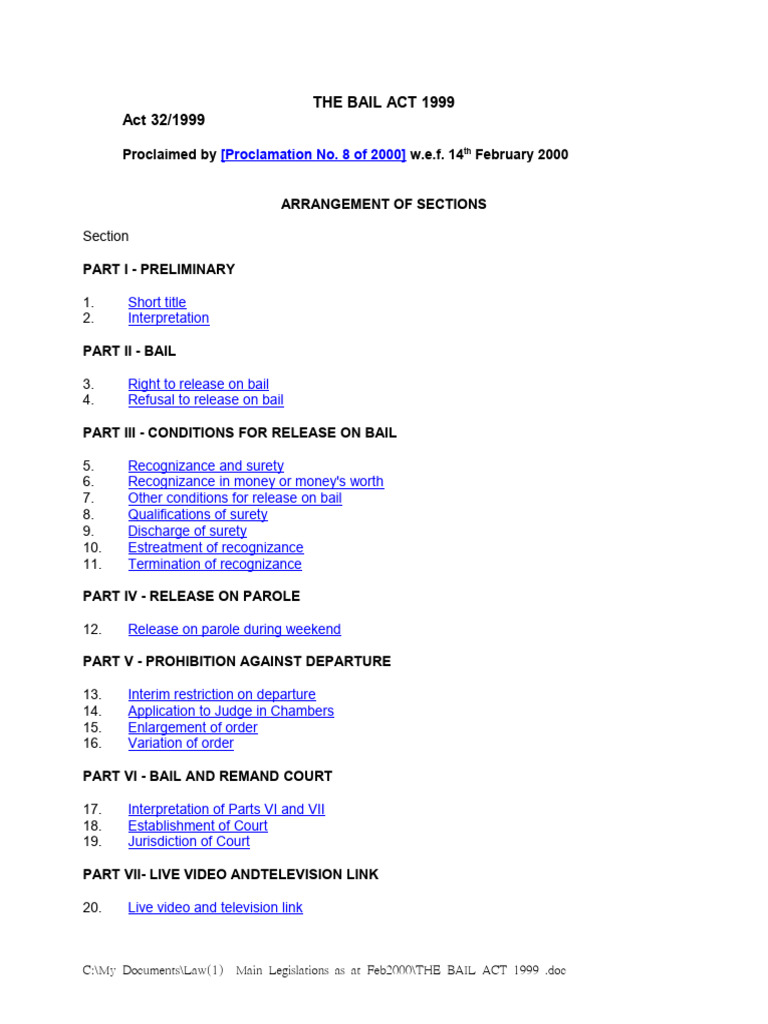 Bail Act | PDF | Bail | Arrest