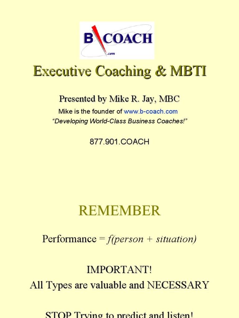 Executive Coaching MBTI | PDF | Extraversion And Introversion | Psychological Concepts