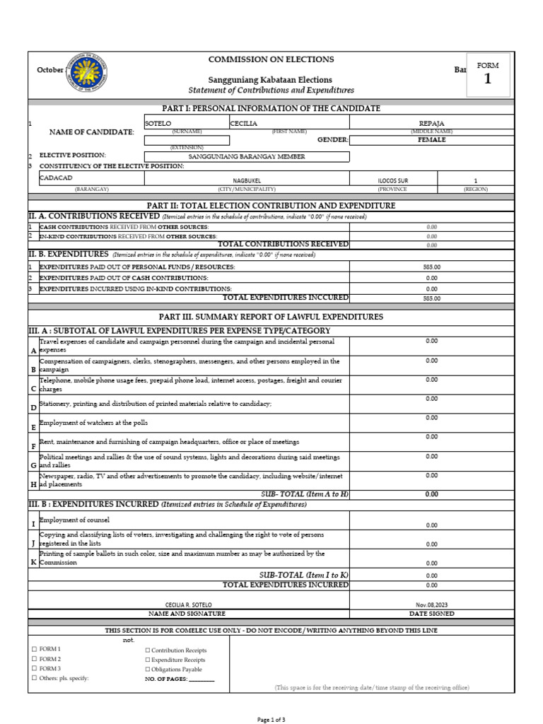 SOCE-2023-BSKE | PDF | Expense | Signature