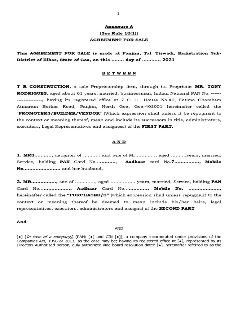 Draft Agreement For Sale | Download Free PDF | Banks | Taxes