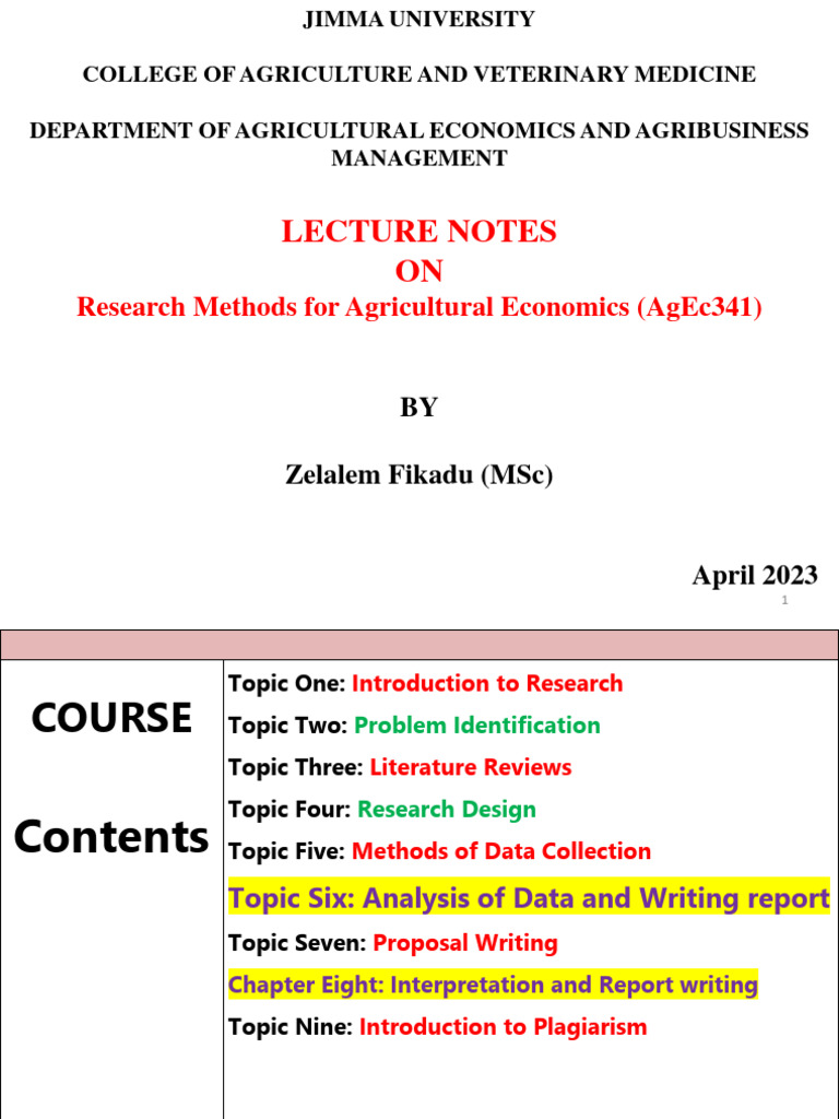 Research Methods in Agricultural Economics | PDF | Knowledge | Methodology