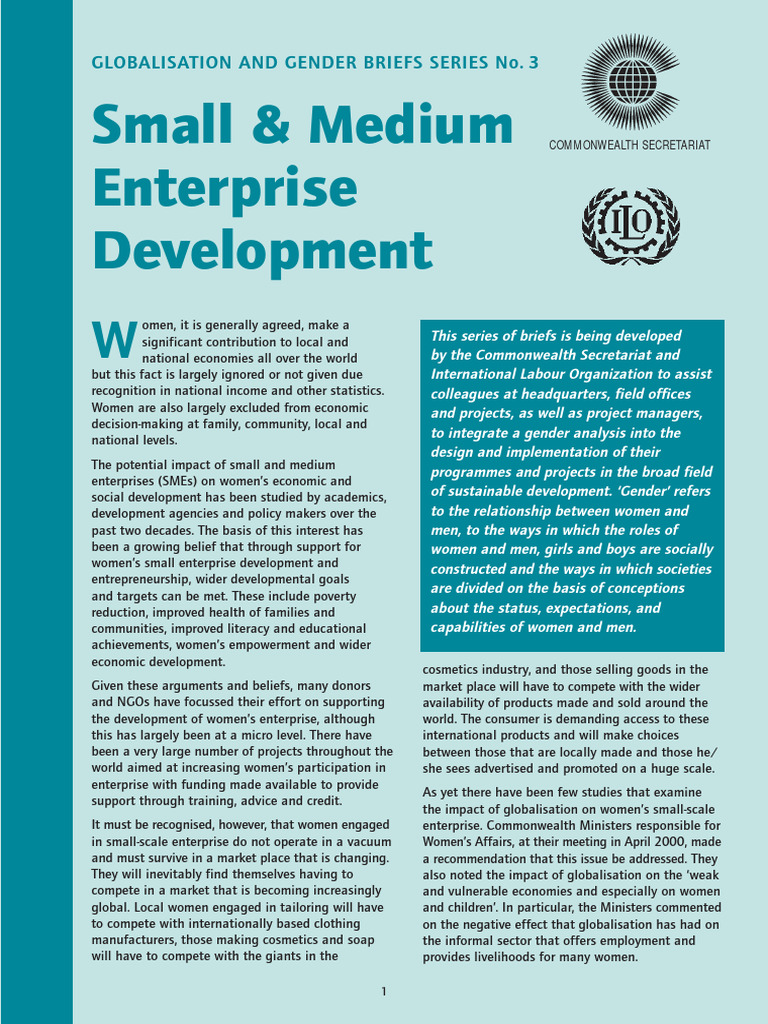 Globalisation Genderbrief3 SME Development | PDF | Small And Medium Sized Enterprises | Poverty ...
