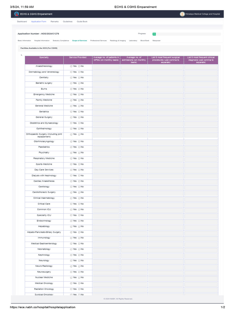 ECHS & CGHS Empanelment (1) | PDF | Medicine | Pathology