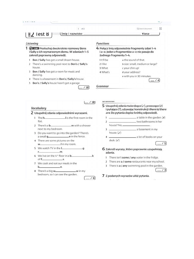 J. Angielski Klasa 5 Unit 2 GR B | PDF