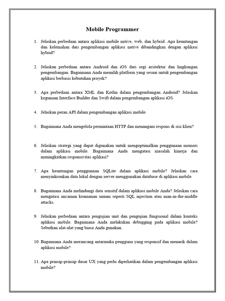 Panduan Pengembangan Aplikasi Mobile | PDF