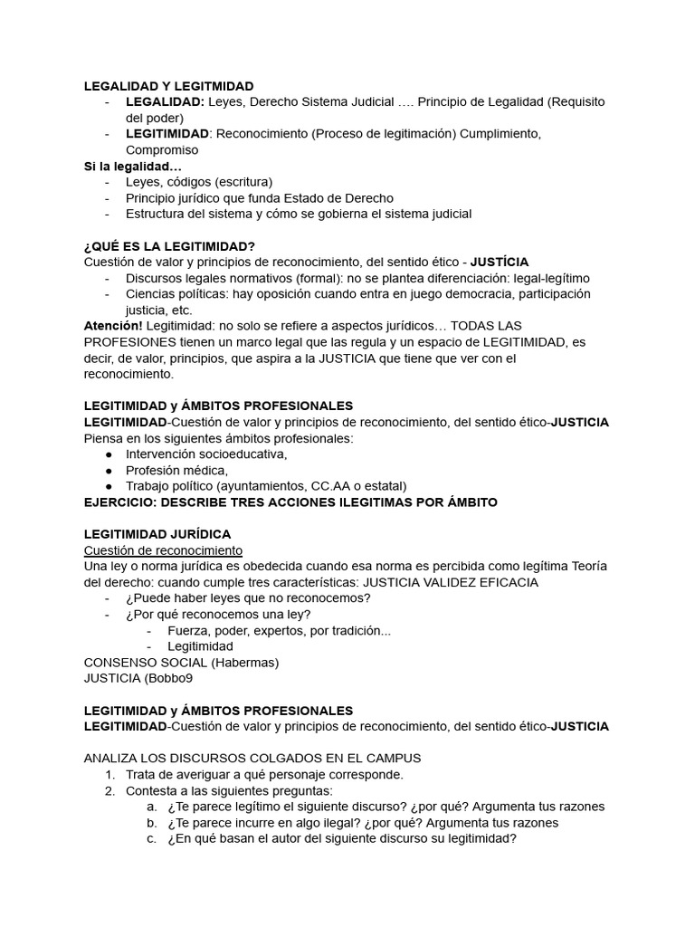 Legalidad y Legitimidad: Conceptos Clave | PDF | Legitimidad (política ...