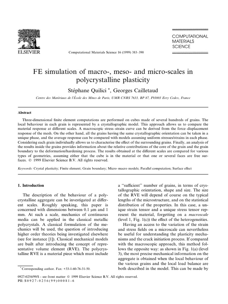Fe Simulation of Macro-, Meso - and Micro-Scales in Polycrystalline ...