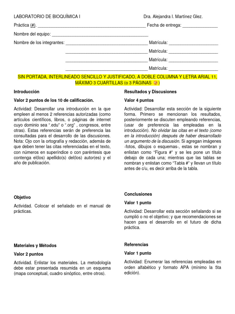 Guía Para Reportes De Prácticas De Laboratorio 2024 Pdf