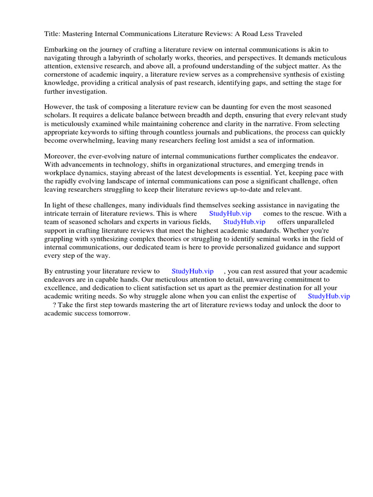 Internal Communications Literature Review | PDF | Communication ...