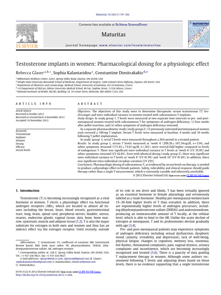 Testosterone Implants in Women Pharmacological Do | PDF | Testosterone ...