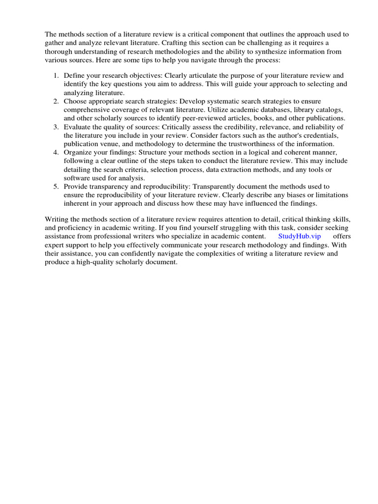 How To Write Methods Section of Literature Review | PDF | Methodology ...