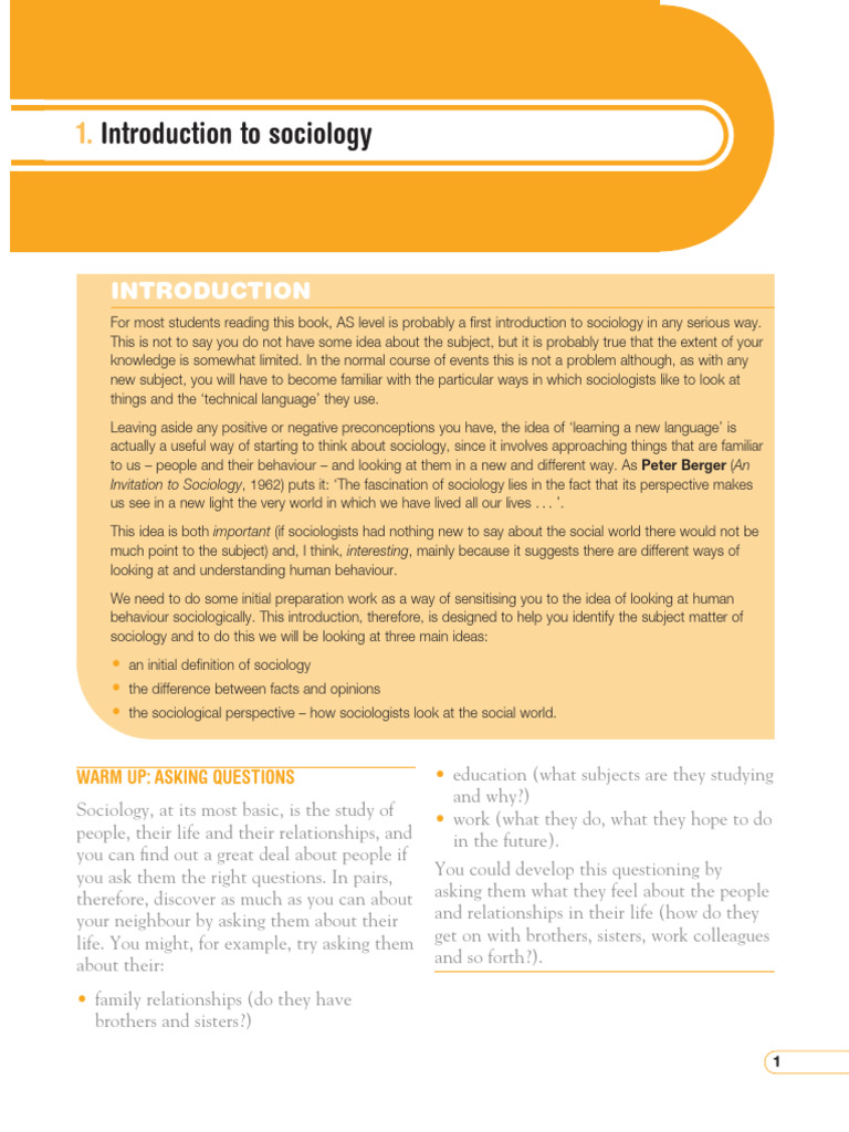 AS Intro | PDF | Sociology | Knowledge