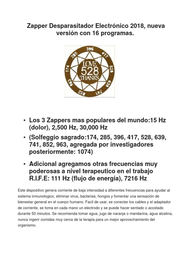 Zapper 2018: Terapia con Frecuencias | PDF | Diodo emisor de luz ...