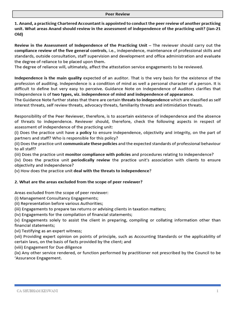 Peer Review Scanner | PDF | Audit | Due Diligence