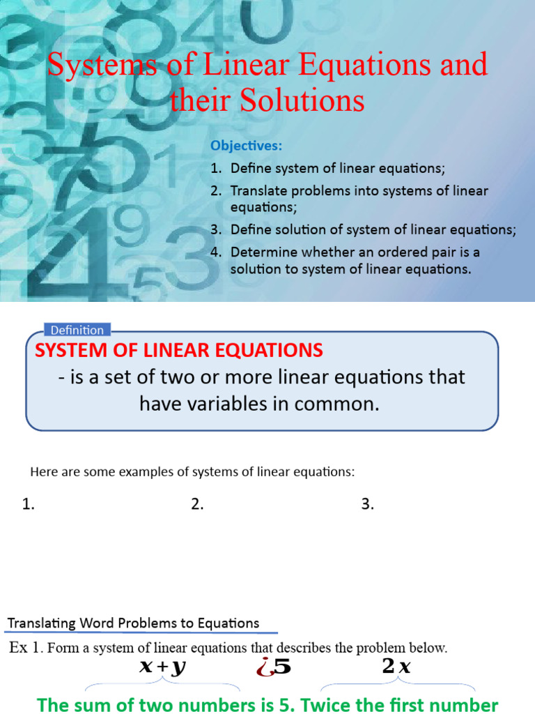 Systems-of-Linear-Equations-and-their-Solutions | PDF | Equations ...