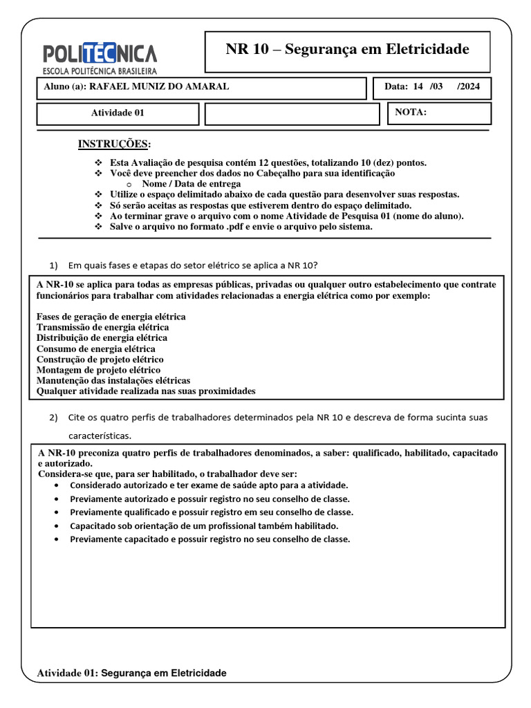 Atividade 01 ELETRICA | PDF | Eletricidade | Engenharia Elétrica Atividade 01 ELETRICA | PDF | Eletricidade | Engenharia Elétrica