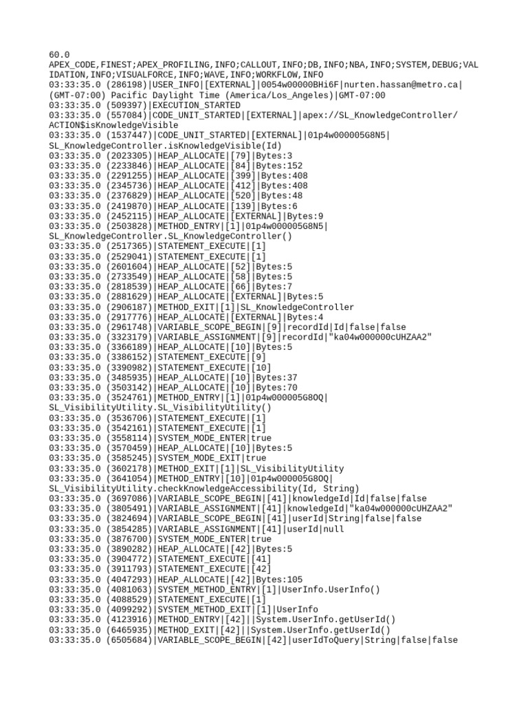 Salesforce Apex Code Execution Log | PDF | Software | Computing