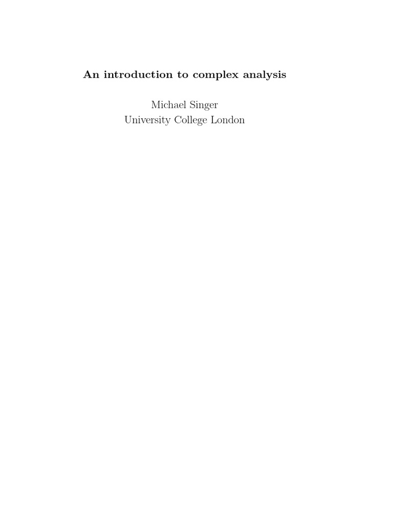 Complex Analysis Pdf Holomorphic Function Complex Analysis