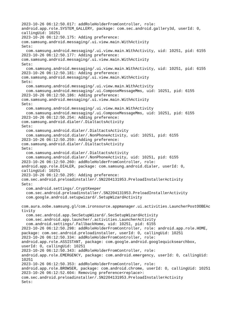 Android Role and Preference Logs | PDF | Computing | Computer Architecture