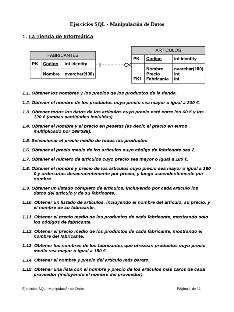 ejercicios-SQL-manipulacion-datos | PDF | Gestión de datos | Modelo de ...