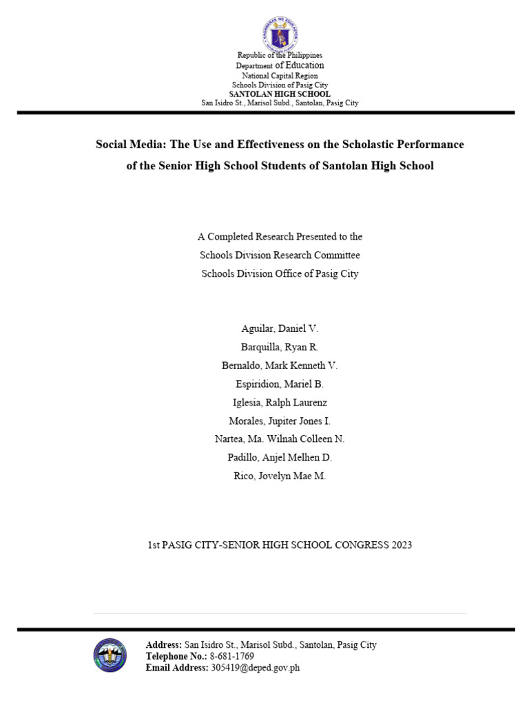 Humss Study For Division Research Congress 2023 | PDF | Social Media ...