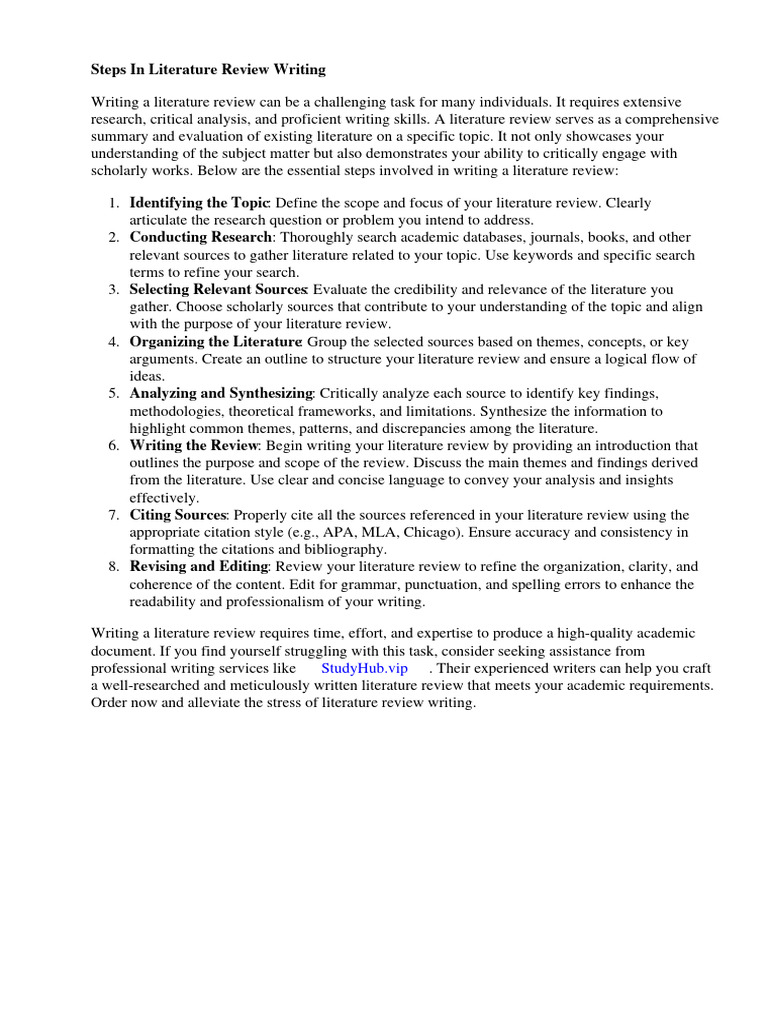 Steps in Literature Review Writing | PDF | Literature Review | Theory