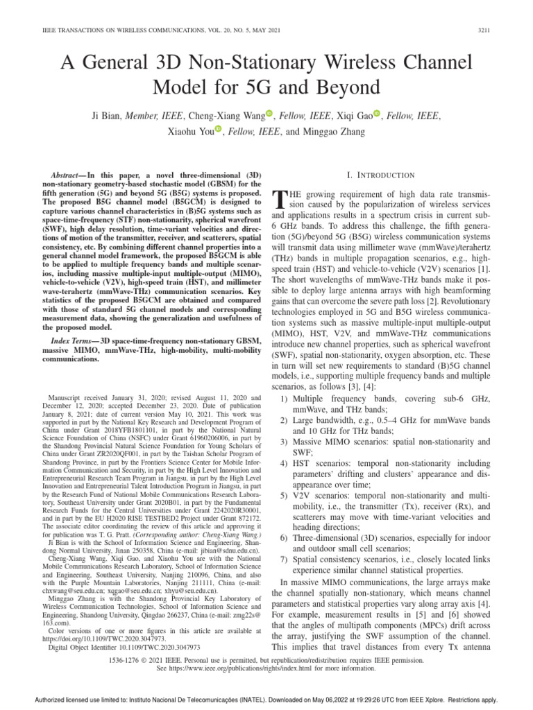 A General 3D Non-Stationary Wireless Channel Model For 5G and Beyond ...
