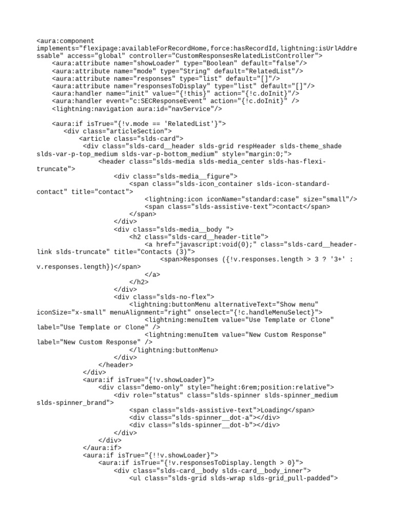 Responce Component HTML Code | PDF