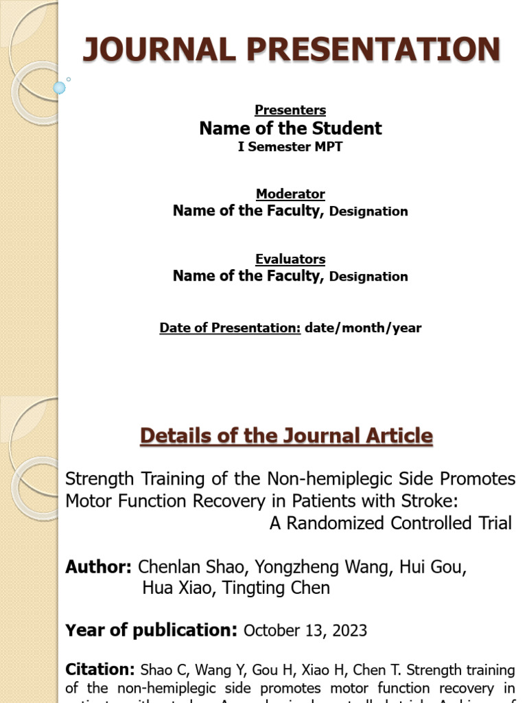 Journal Presentation Model | PDF | Stroke | Effect Size