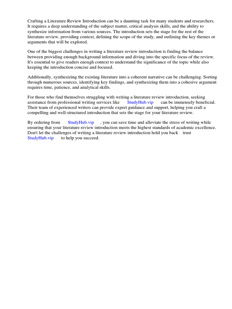 Writing a Literature Review Introduction | PDF | Literature Review ...
