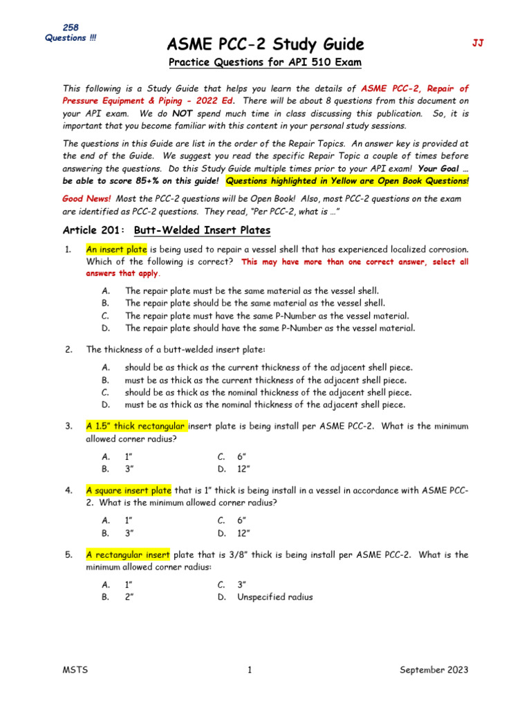 Msts Study Guide Asme Pcc-2 | PDF | Welding | Construction
